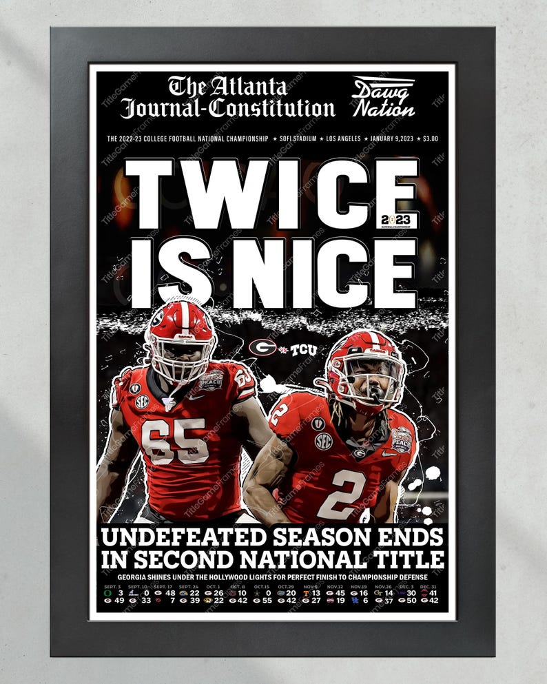 2023 Georgia Bulldogs 'TWICE IS NICE' College Football National ...