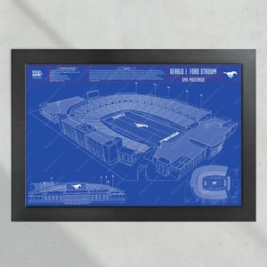 SMU Mustangs Gerald J. Ford Stadium Blueprint: College Football Wall ...