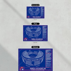 New York Mets Shea Stadium Stadium Ballpark Blueprint Baseball Wall Art ...