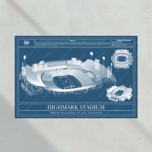 Buffalo Bills Highmark Stadium Blueprint Football Print - Etsy
