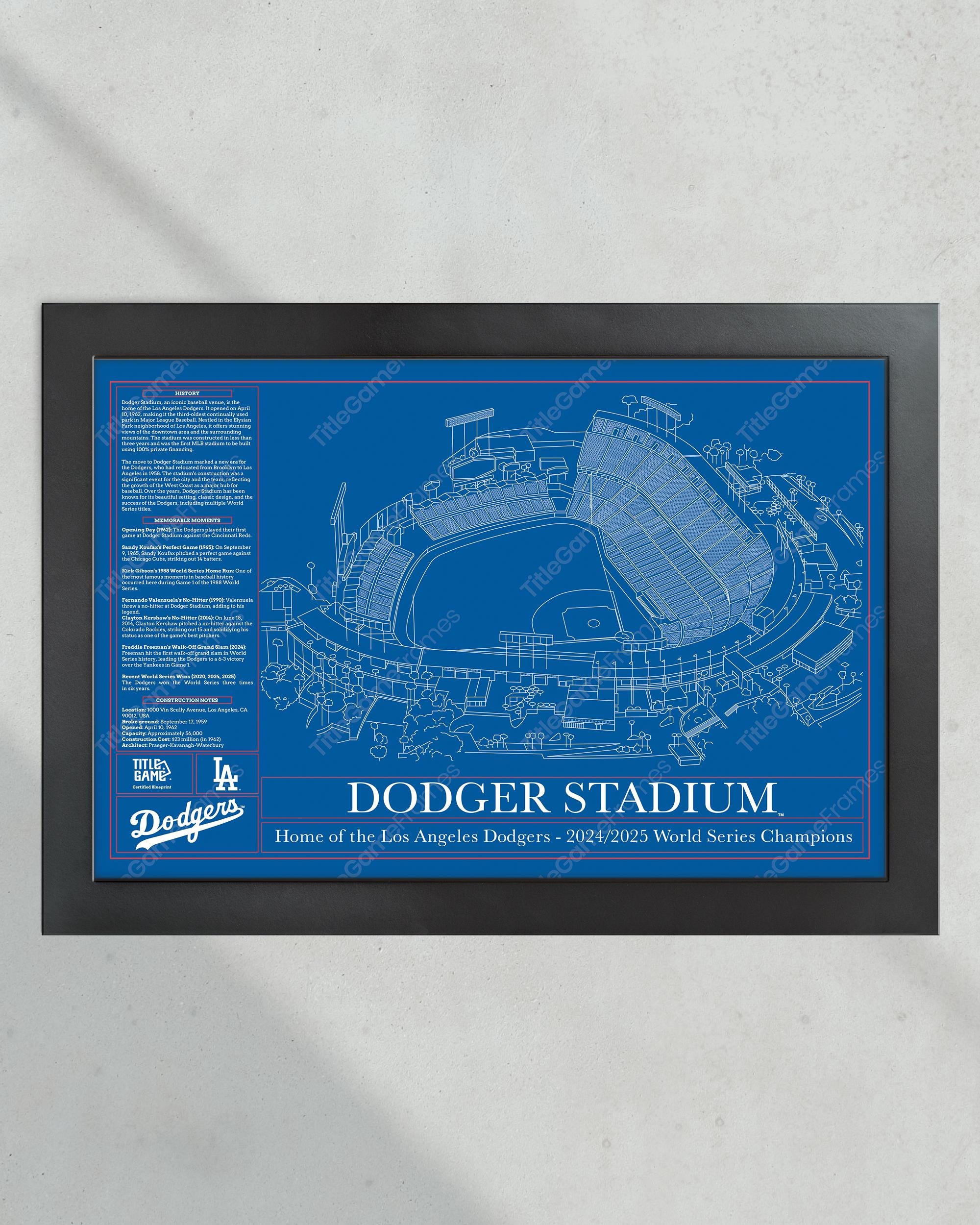 Dodger Stadium Los Angeles Dodgers Stadium Ballpark Blueprint Baseball ...