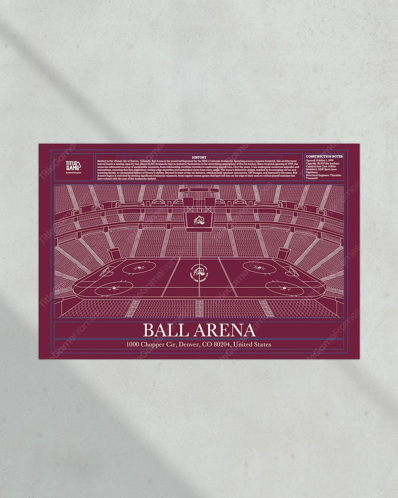 Colorado Avalanche Ball Arena Hockey Stadium Blueprint - Etsy