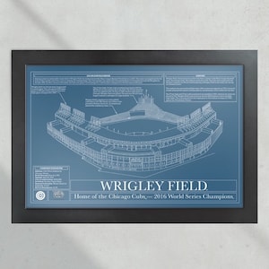 Chicago Cubs Wrigley Field Stadium Ballpark Blueprint Baseball Wall Art ...