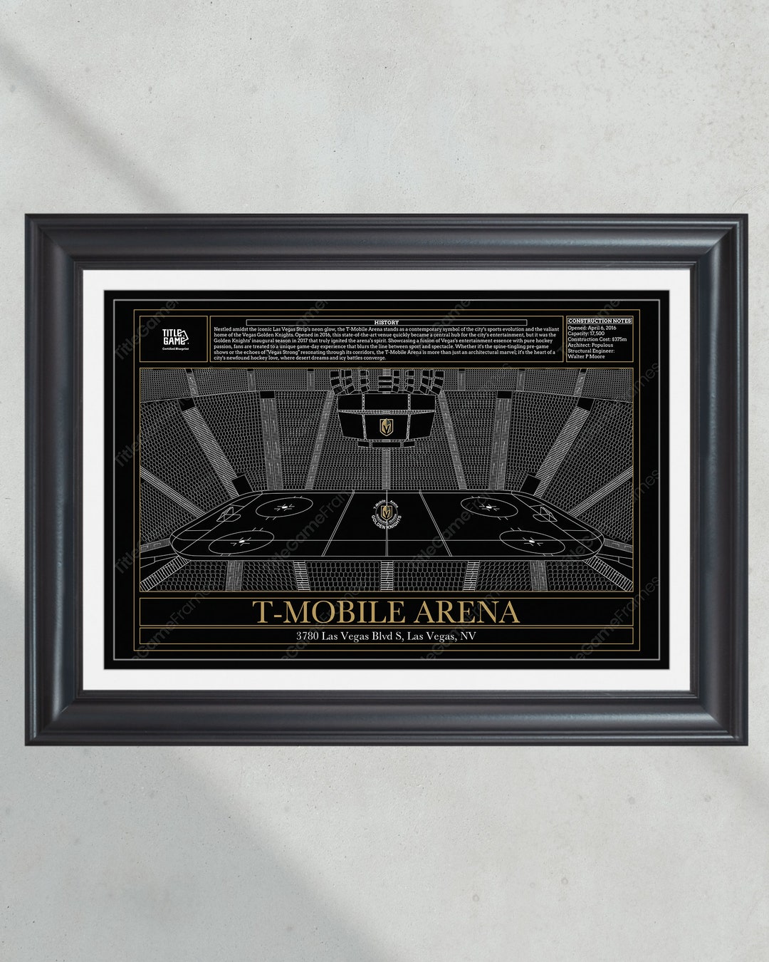 Vegas Golden Knights T-mobile Arena Hockey Stadium Blueprint - Etsy