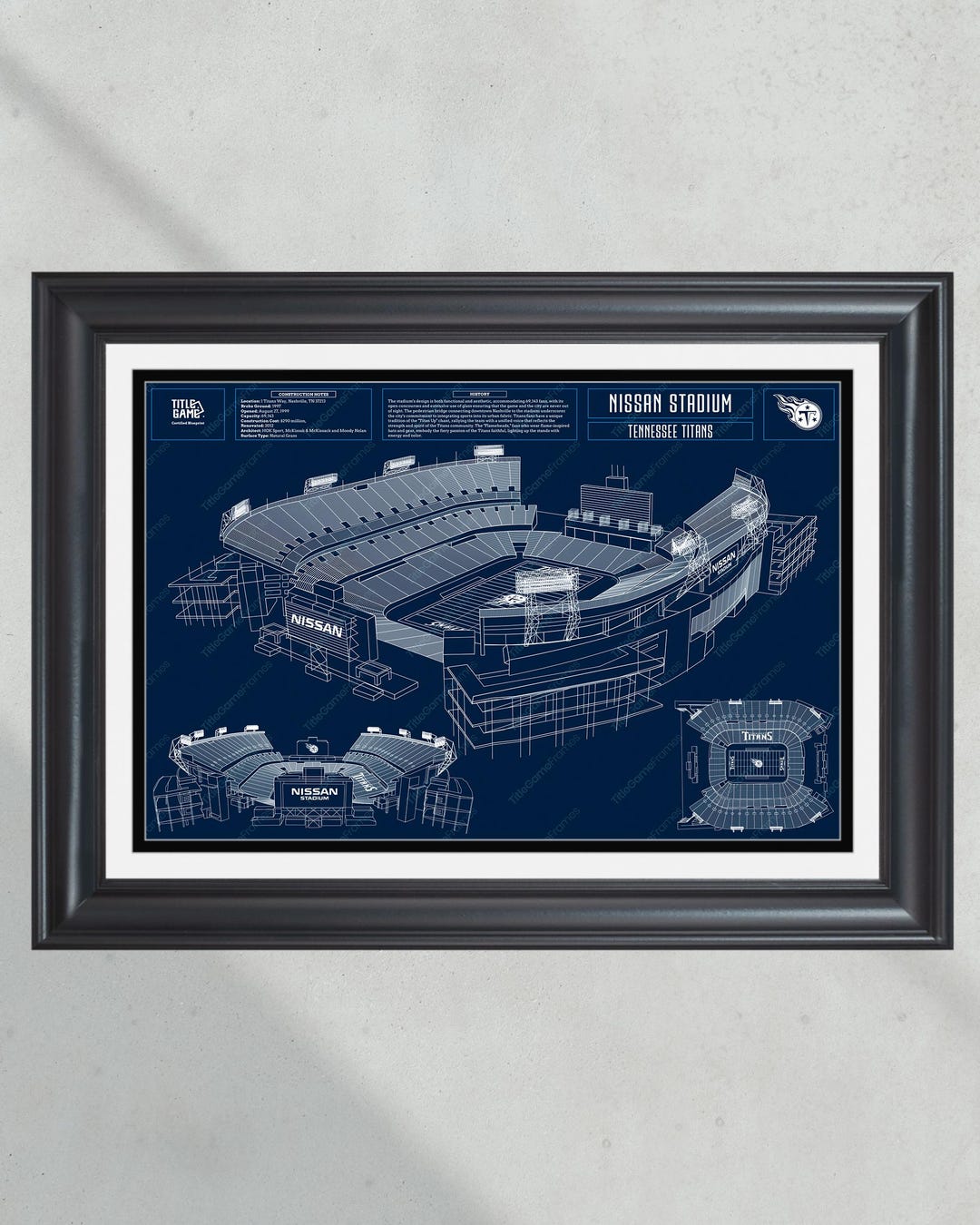 Tennessee Titans Nissan Stadium Blueprint Football Print - Etsy