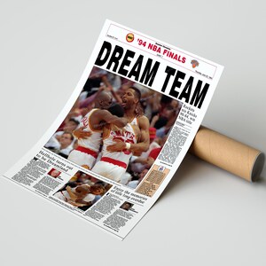 1994 Houston Rockets NBA Champion Framed Front Page Newspaper - 'dream ...