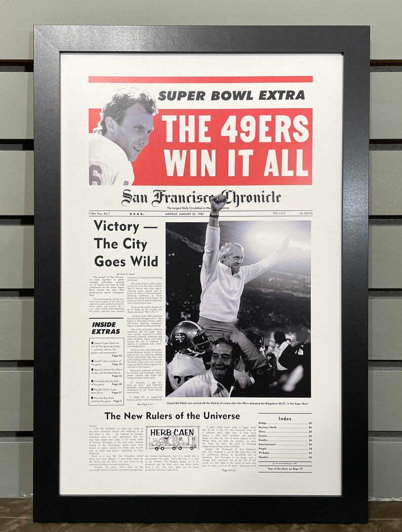 1982 San Francisco 49ers Super Bowl Champions Framed Front - Etsy