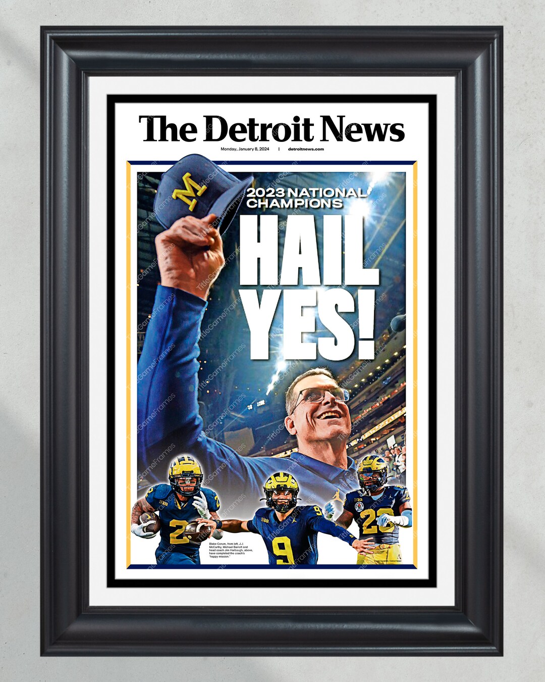 2024 Michigan Wolverines National Triumph: 'HAIL YES!' Tribute - Framed ...