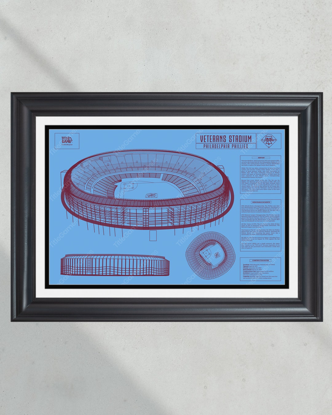 Philadelphia Phillies Veterans Stadium Retro Ball Park Blueprint ...