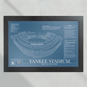 New York Yankees Yankee Stadium Ballpark Blueprint Baseball - Etsy