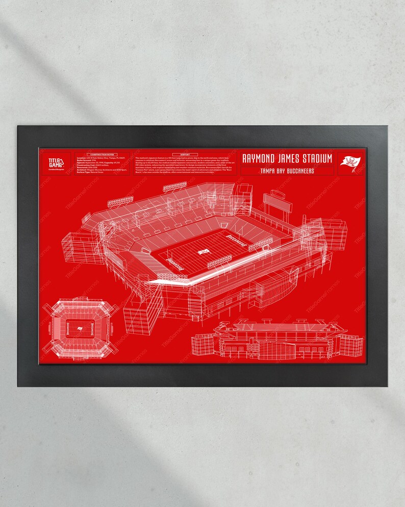 Tampa Bay Buccaneers Raymond James Field Stadium Blueprint Football ...