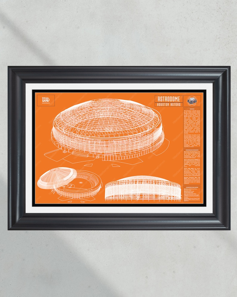 Houston Astros Astrodome Stadium Ballpark Blueprint: Vintage Wall Art ...