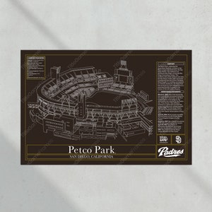 San Diego Padres Petco Park Stadium Ballpark Blueprint Baseball Wall ...