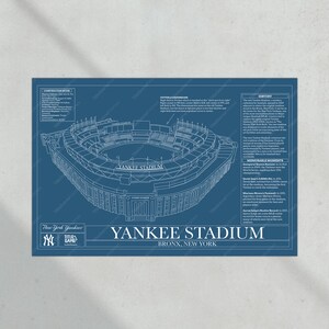 New York Yankees Yankee Stadium Ballpark Blueprint Baseball Wall Art - Etsy
