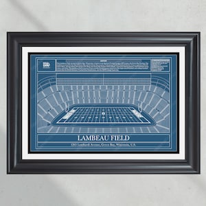 Green Bay Packers Lambeau Field Stadium Blueprint Football Print - Etsy