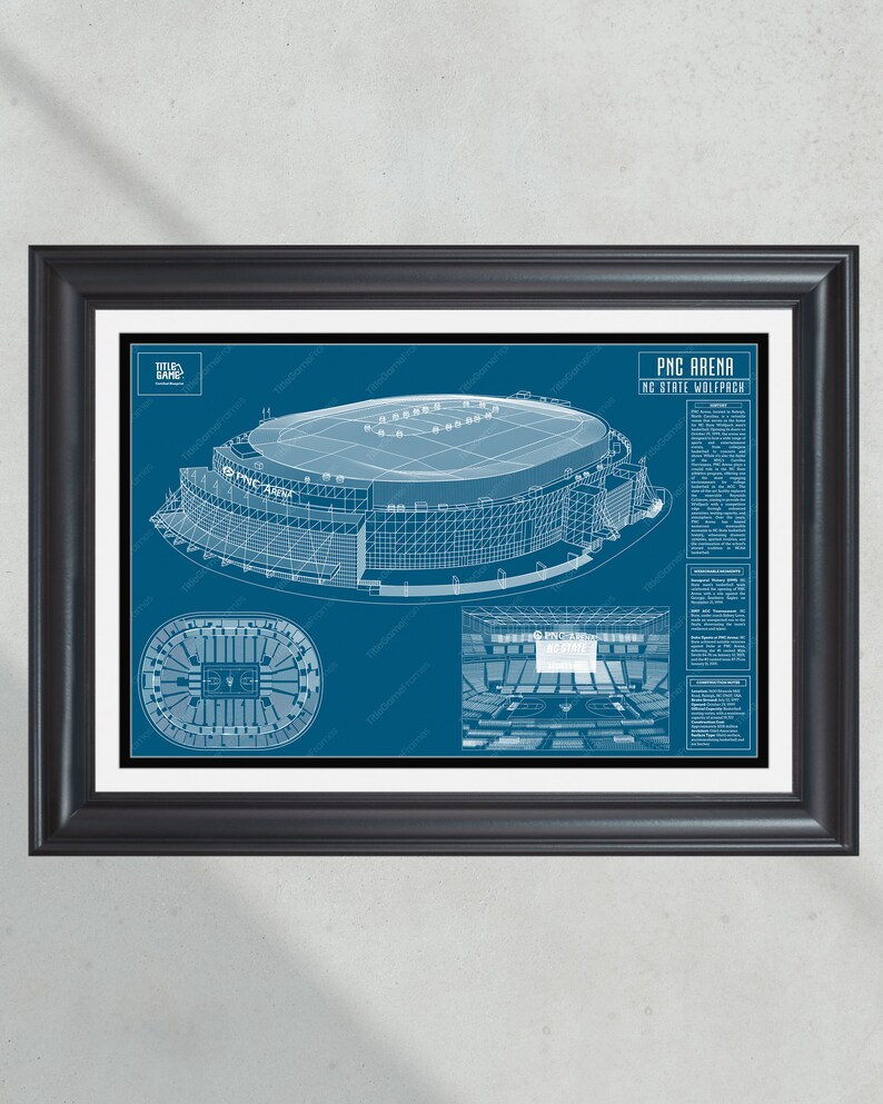 NC State Wolfpack PNC Arena Basketball Stadium Blueprint - Etsy