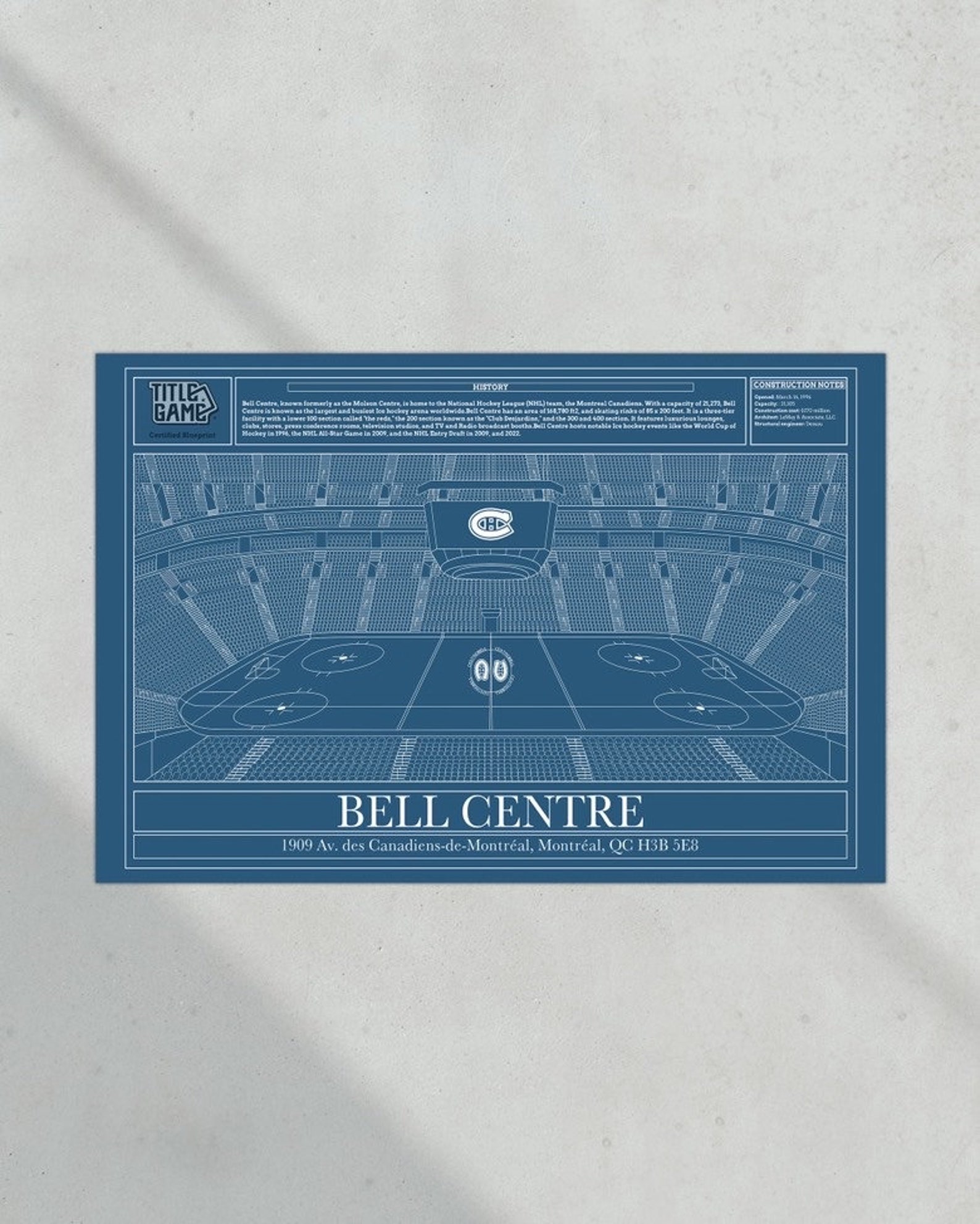 Montreal Canadiens Bell Centre Hockey Arena Stadium Blueprint - Etsy