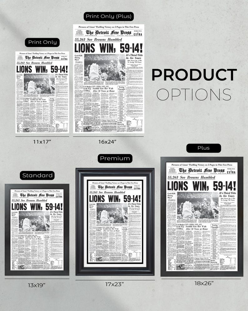 1957 Detroit Lions' Historic Championship Win: 'LIONS WIN, 59-14 ...