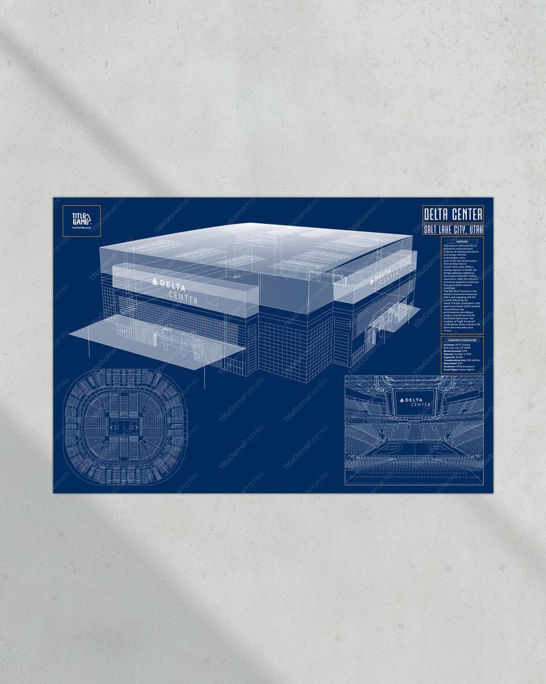 Utah Jazz Vivint Arena NBA Basketball Stadium Blueprint - Etsy