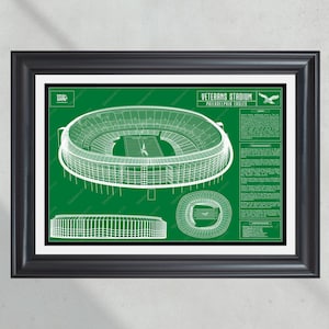 Philadelphia Eagles Veterans Stadium 'kelly Green' Blueprint Football ...