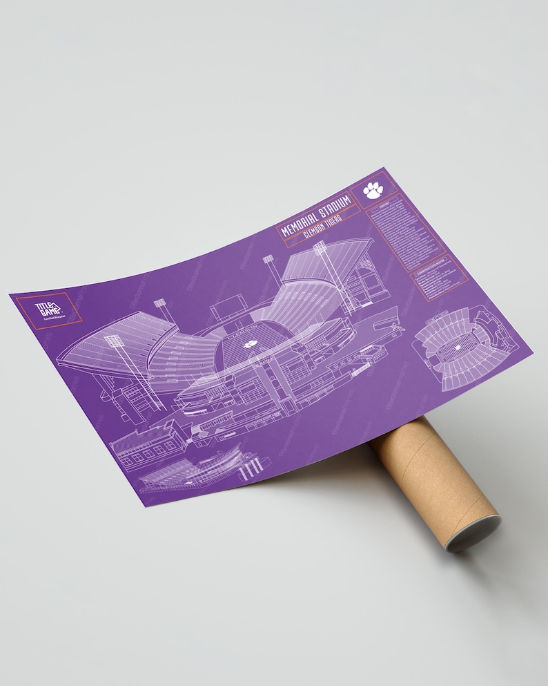 Clemson Tigers Memorial Stadium Blueprint "death Valley" Wall Art - Etsy