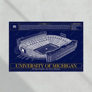 University of Michigan Wolverines Michigan Stadium Blueprint Football ...