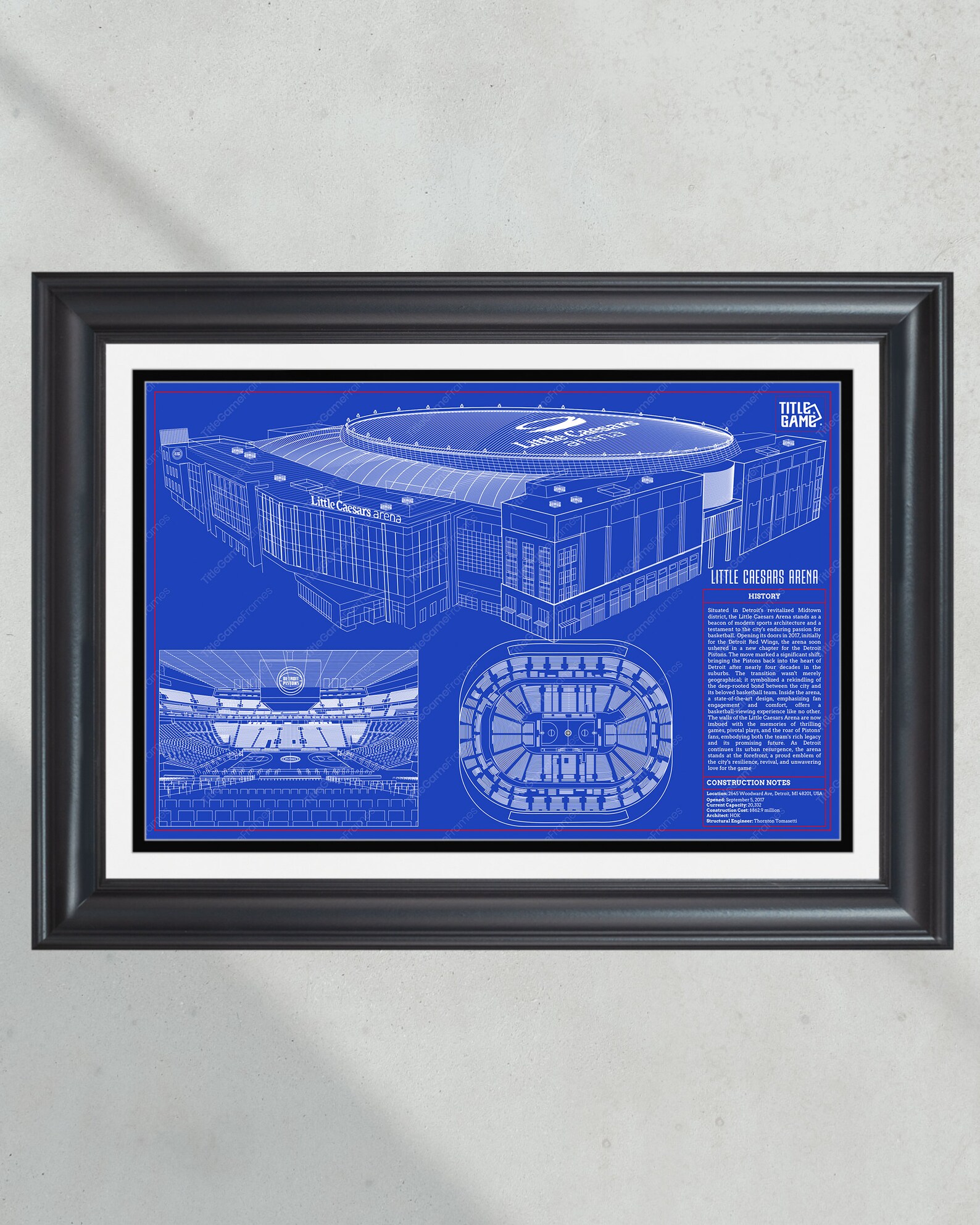 Detroit Pistons Little Caesars Arena NBA Basketball Stadium Blueprint ...