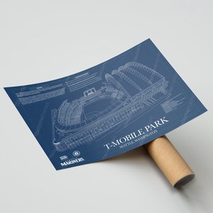 Seattle Mariners T-mobile Park Stadium Ballpark Blueprint Baseball Wall ...