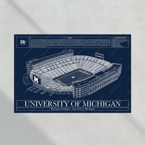 University of Michigan Wolverines Michigan Stadium Blueprint Football ...