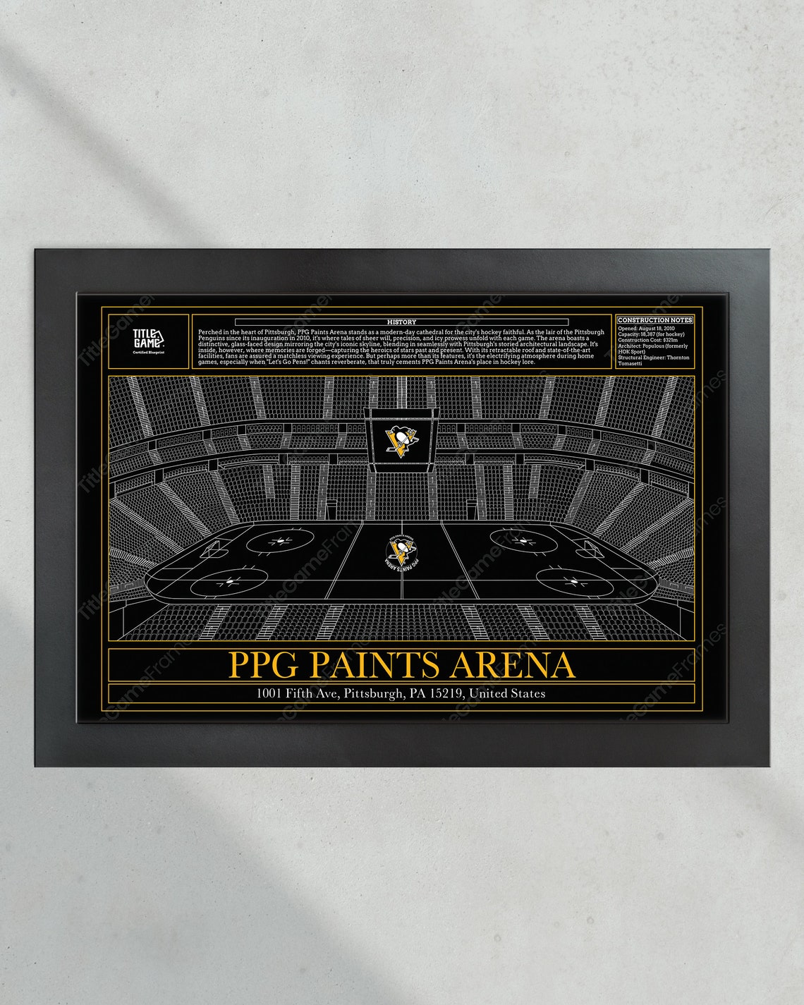 Pittsburgh Penguins PPG Paints Arena Hockey Stadium Blueprint - Etsy