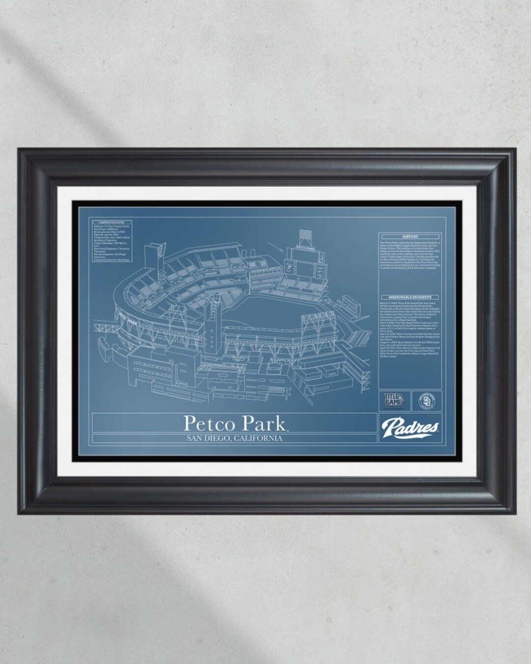 San Diego Padres Petco Park Stadium Ballpark Blueprint - Etsy