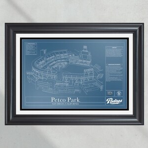 San Diego Padres Petco Park Stadium Ballpark Blueprint Baseball Wall ...