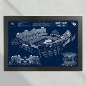 Tennessee Titans Nissan Stadium Blueprint Football Print - Etsy