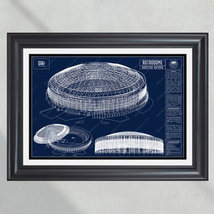 Houston Astros Astrodome Stadium Ballpark Blueprint: Vintage Wall Art ...
