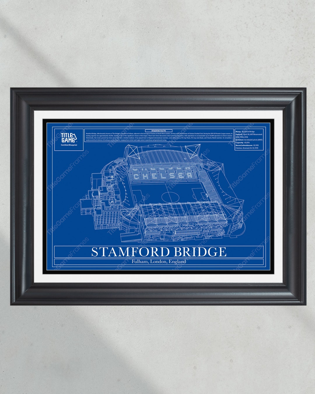 Chelsea FC Stamford Bridge Soccer Stadium Blueprint - Etsy