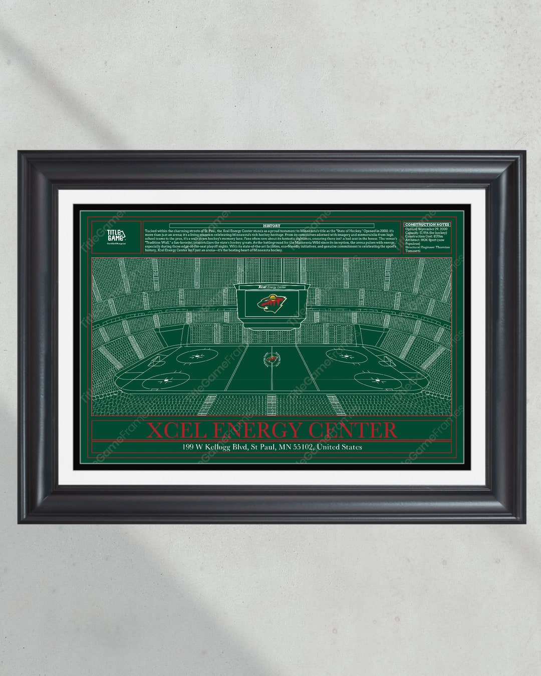 Minnesota Wild Xcel Energy Arena Hockey Stadium Blueprint - Etsy