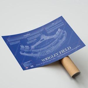 Chicago Cubs Wrigley Field Stadium Ballpark Blueprint Baseball Wall Art ...