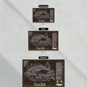 San Diego Padres Petco Park Stadium Ballpark Blueprint Baseball Wall ...