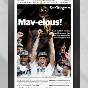 2011 Dallas Mavericks 'mav-elous!' NBA Champion Framed Front Page ...
