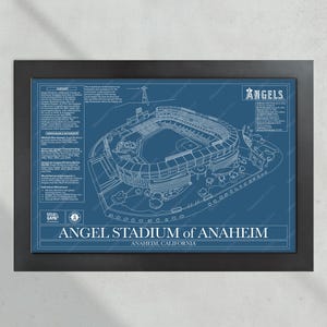 Angel Stadium Anaheim Angels Stadium Ballpark Blueprint Baseball Wall ...