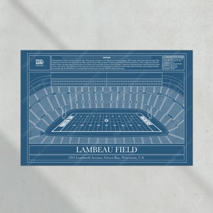 Green Bay Packers Lambeau Field Stadium Blueprint Football Print - Etsy