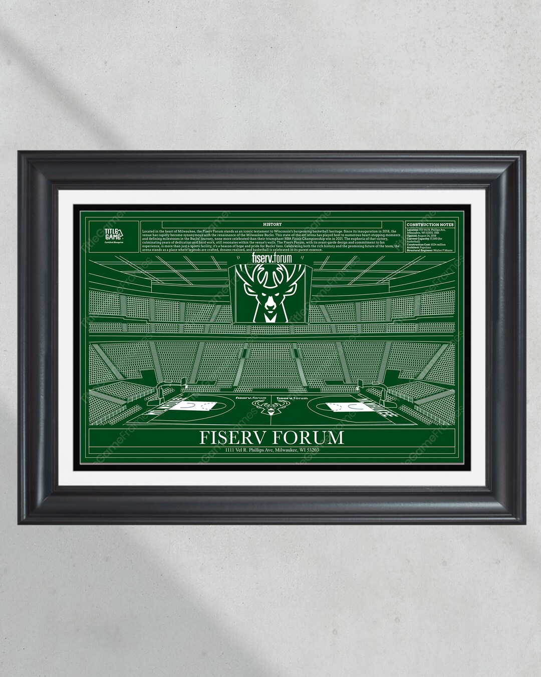 Milwaukee Bucks Fiserv Forum Arena NBA Basketball Stadium Blueprint - Etsy