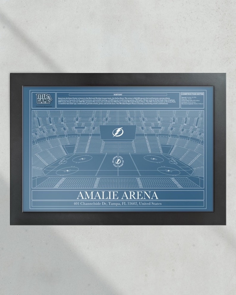 Tampa Bay Lightning Amalie Arena Hockey Stadium Blueprint - Etsy