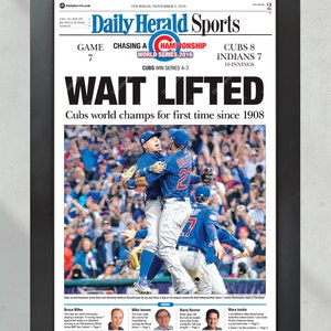 2016 Chicago Cubs 'WAIT LIFTED' World Series Champions Framed Newspaper ...