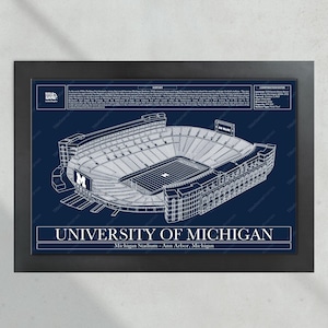 University of Michigan Wolverines Michigan Stadium Blueprint Football ...