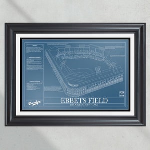 Brooklyn Dodgers Ebbets Field Stadium Ballpark Blueprint Baseball Wall ...