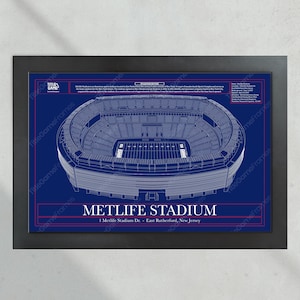 New York Giants Metlife Stadium Blueprint Football Print - Etsy