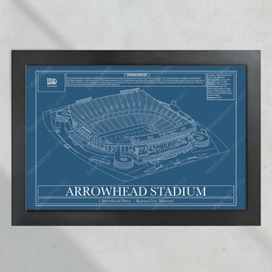 Kansas City Chiefs Arrowhead Stadium Blueprint Football Print - Etsy
