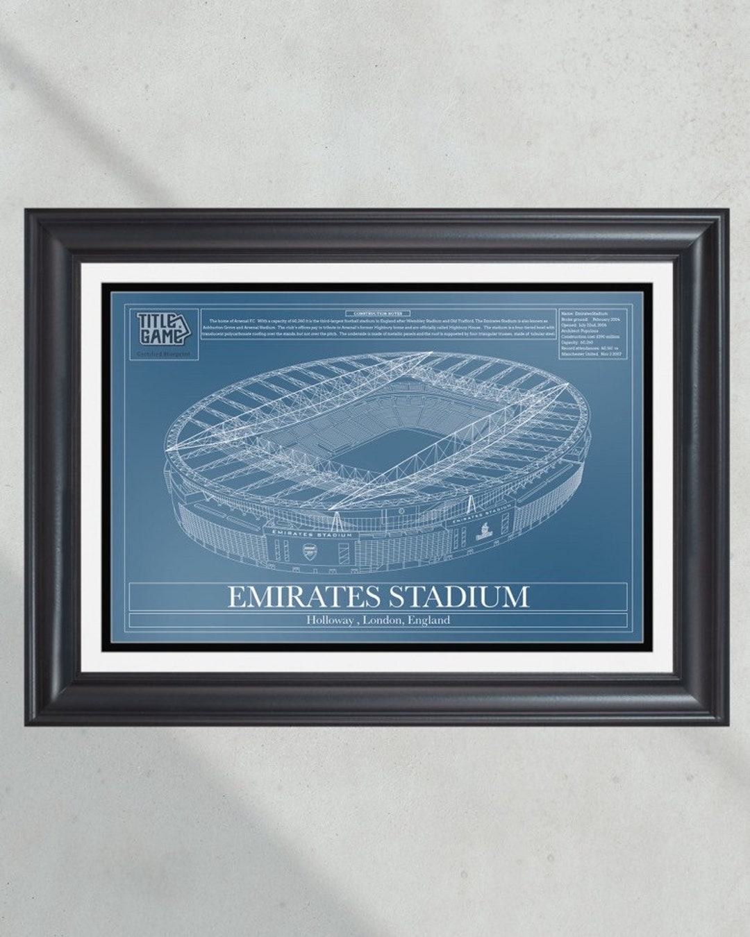 Arsenal FC Emirates Soccer Stadium Blueprint - Etsy