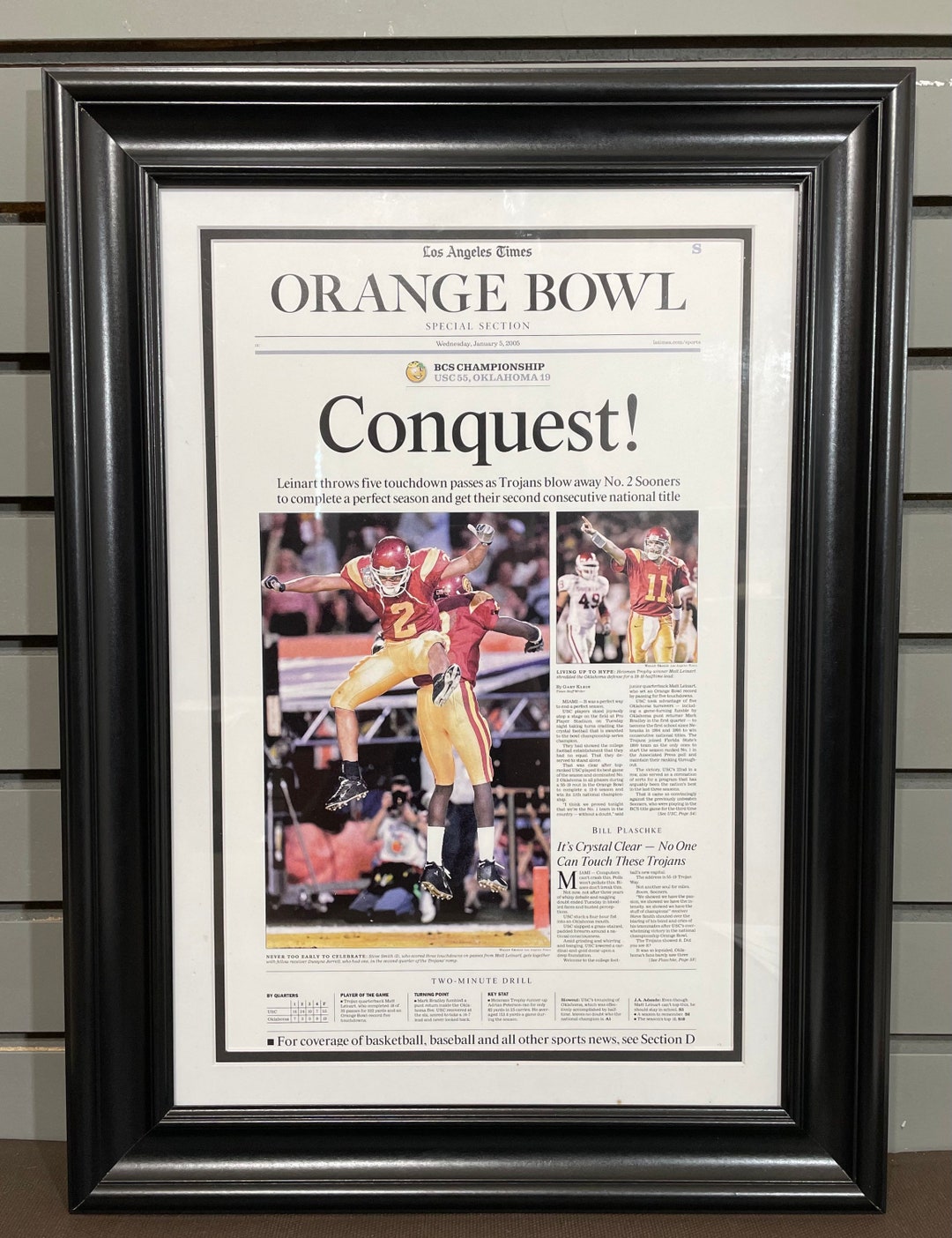 2004 USC Trojans NCAA College Football National Champions Framed Front ...